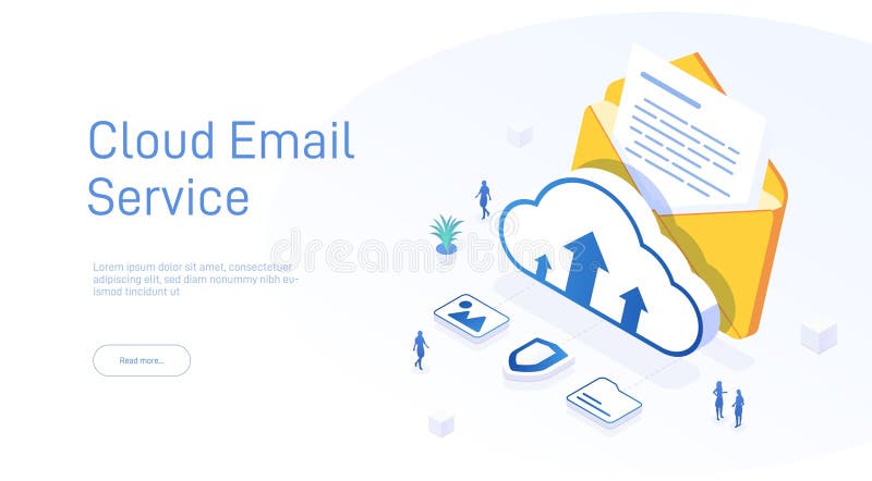 Cloud Email Service Concept. Online Message Service. Cloud Server ...