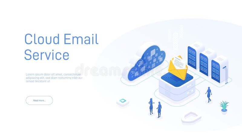Cloud Email Service Concept. Online Message Service. Cloud Server Hosting for Email Stock Vector ...