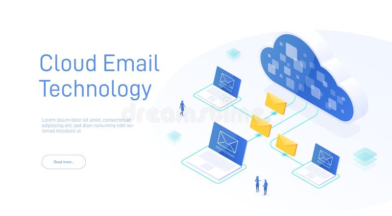 Cloud Email Service Concept. Online Message Service. Cloud Server ...