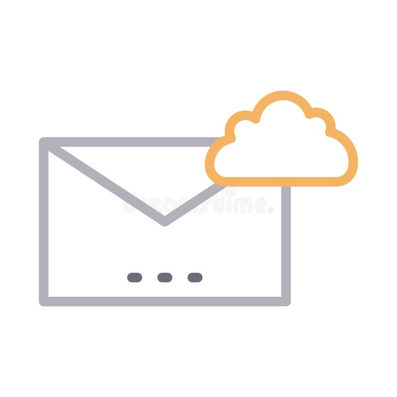 Cloud Email Thin Color Line Vector Icon Stock Vector - Illustration of ...