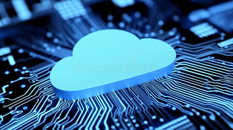 The Cloud Emblem Represents Technology and Data Storage in the Digital ...