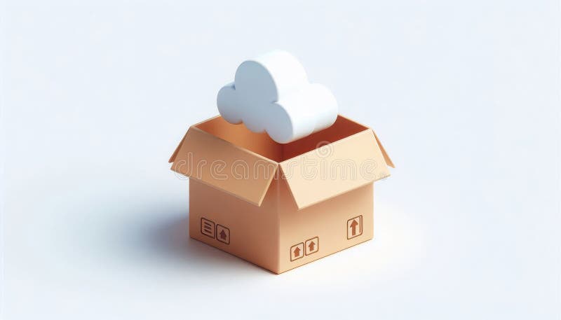 Cloud Emerging from an Open Cardboard Box, Symbolizing Creativity and ...