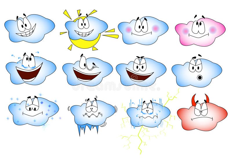 Cloud Emotions.the Mood of the Clouds is Different. Stock Vector ...