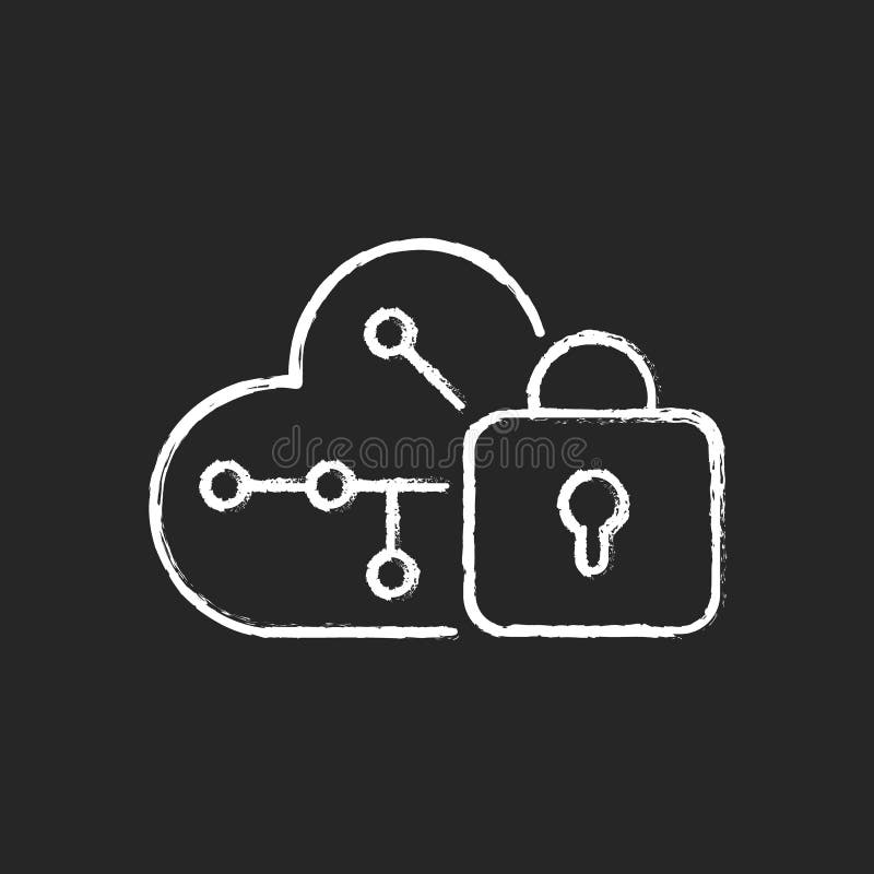 Cloud Encryption Chalk White Icon on Dark Background Stock Vector ...