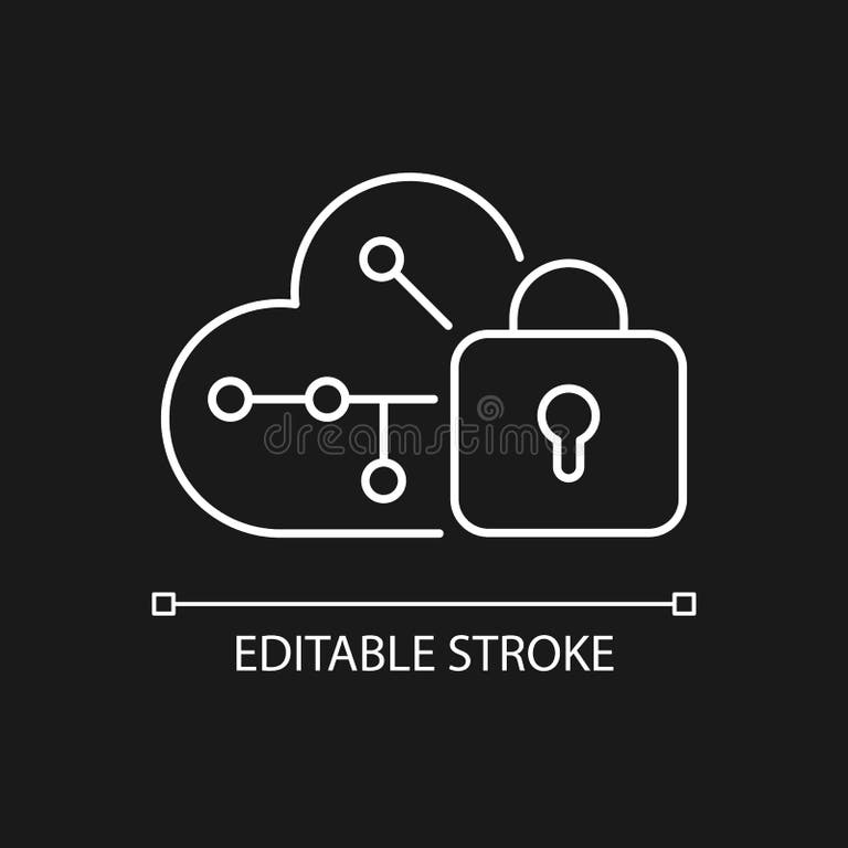 Cloud Encryption White Linear Icon for Dark Theme Stock Vector ...
