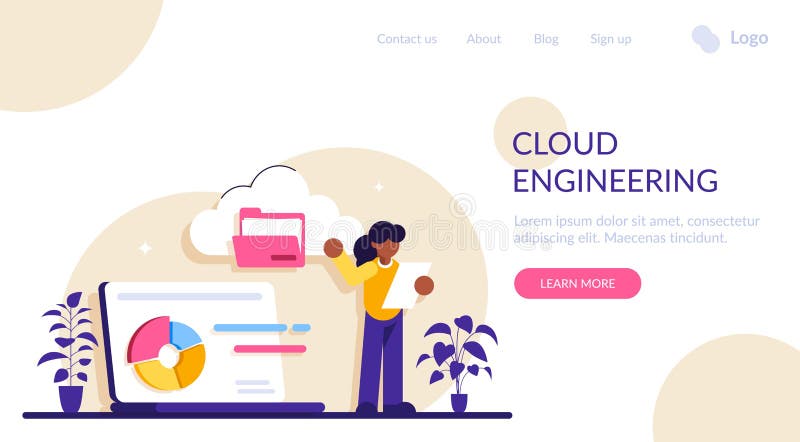 Cloud Engineering Concept Cloud Computing Web Hosting Platform Data Uploading And Database