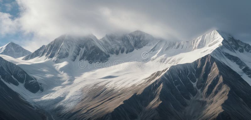Cloud-Enshrouded Peaks with Dramatic Shadows Stock Image - Image of ...