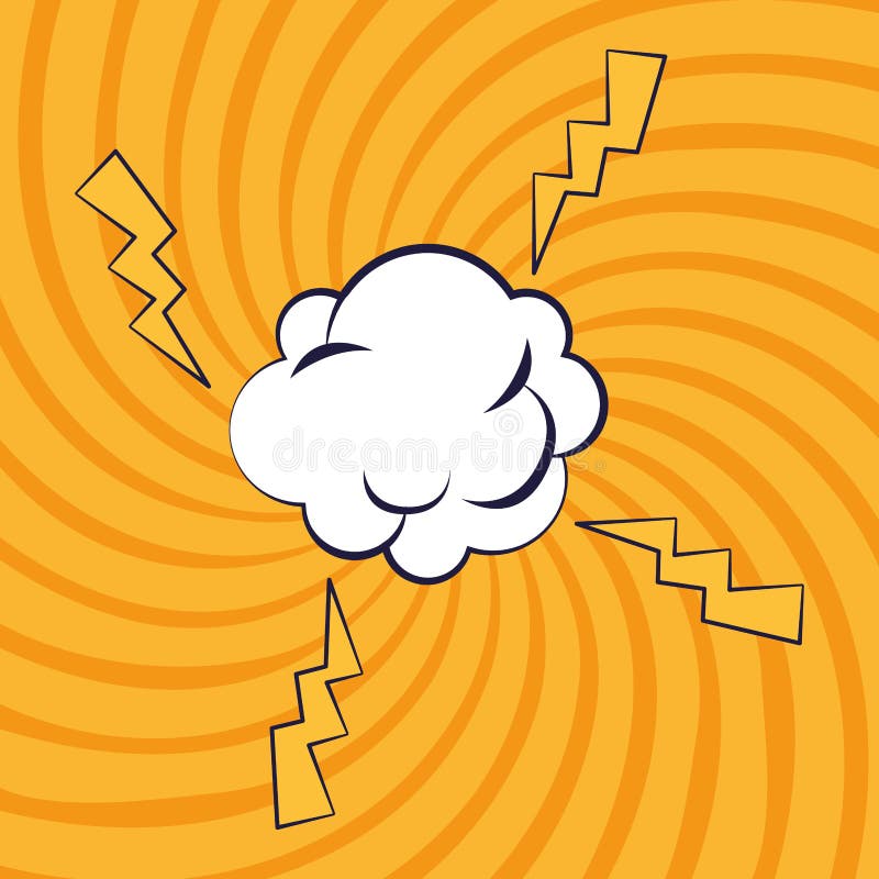 Cloud Expression with Power Rays Pop Art Style Stock Vector ...