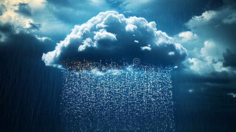A Cloud is Falling Rain with a Lot of Water Droplets Stock Illustration ...