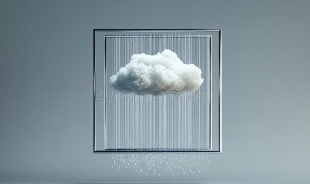 A Cloud is Falling Rain in a Square Frame Stock Illustration ...
