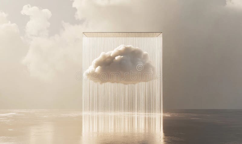 A Cloud is Falling from a Square Shaped Structure Stock Illustration ...