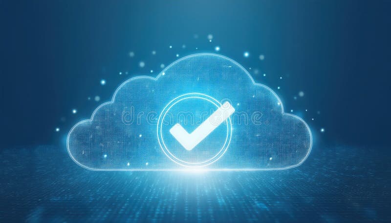 Cloud Featuring a Prominent Check Mark Symbol Overlaid on an Abstract ...