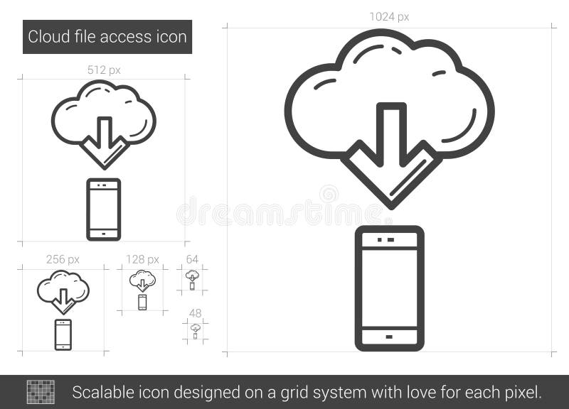 Cloud File Access Line Icon. Stock Vector - Illustration of electronic ...