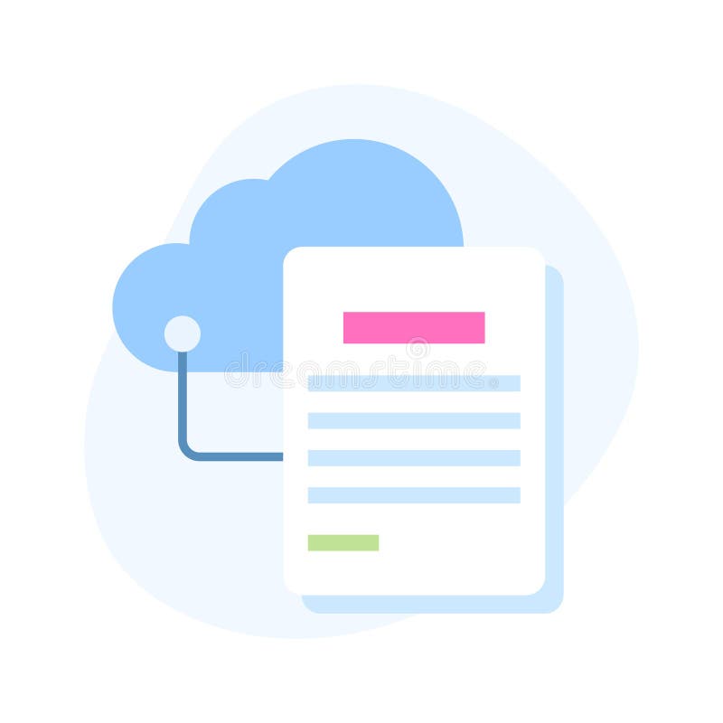 Cloud File, Cloud Document Flat Icon Isolated on White Background Stock ...