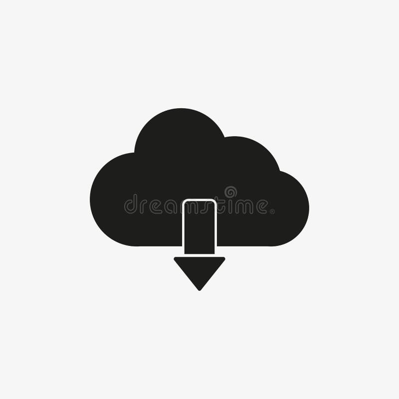 Cloud File Downloads of Black Color. Vector Cloud Storage Icon on White ...