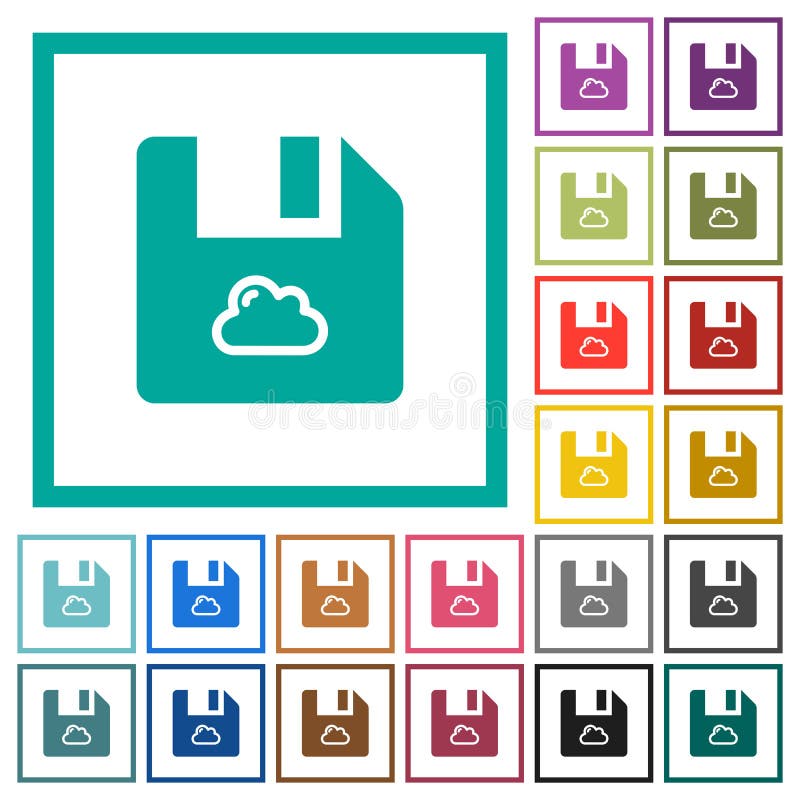 Cloud File Flat Color Icons with Quadrant Frames Stock Vector ...