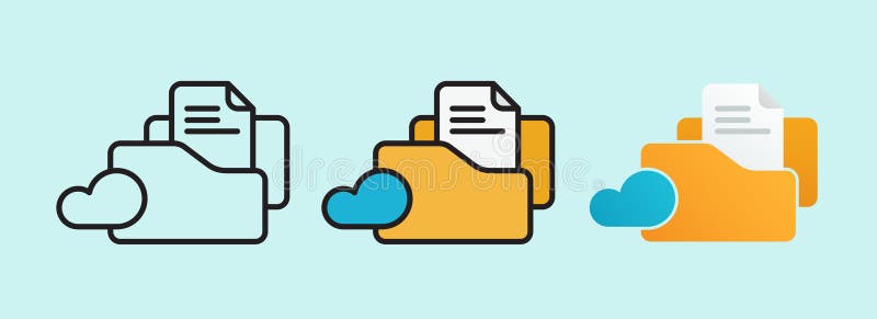 Cloud File and Folder Backup Illustration Design with Outline, Field ...