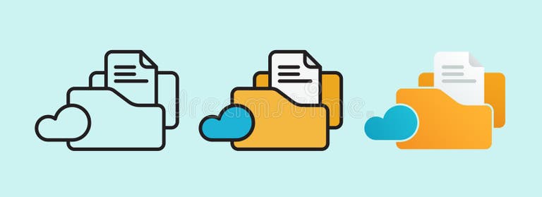 Cloud File and Folder Backup Illustration Design with Outline, Field ...