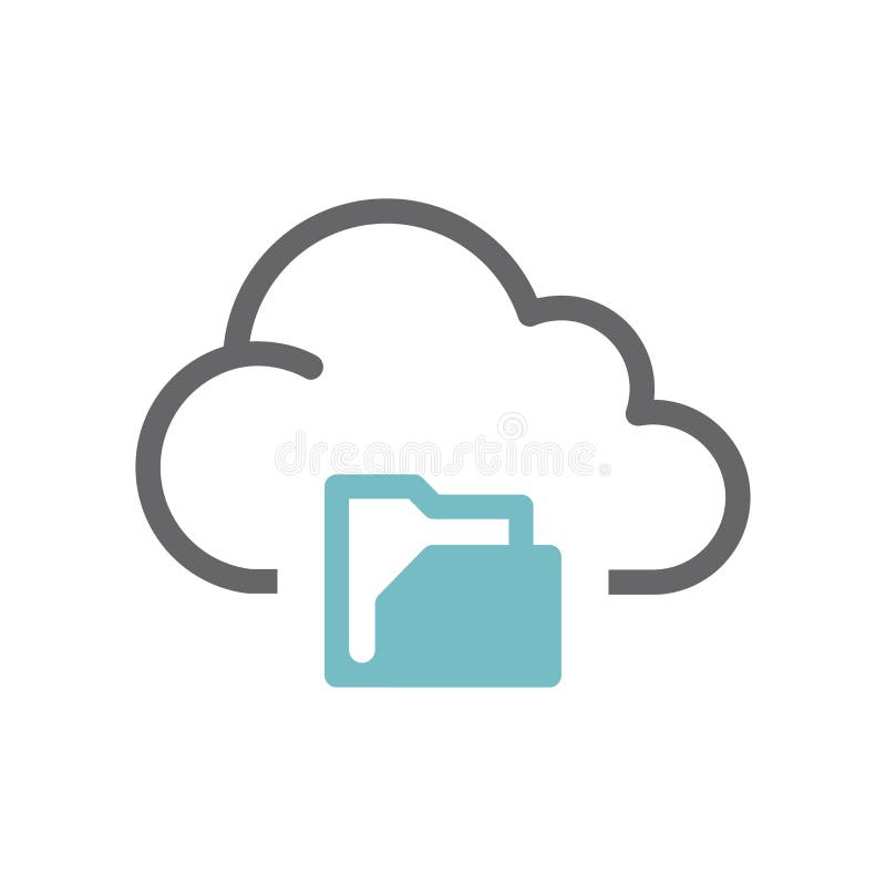 Cloud and File Folder Black Vector Icon Stock Vector - Illustration of ...