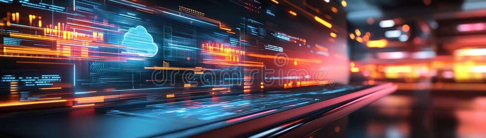 Cloud File Integration, Holographic Display Emerging from a Sleek ...