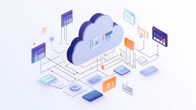 Cloud File Integration and Migration, Illustration Showing Cloud API ...