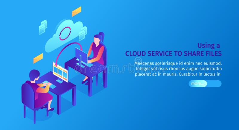 Cloud File Sharing Banner stock vector. Illustration of laptop - 250244173