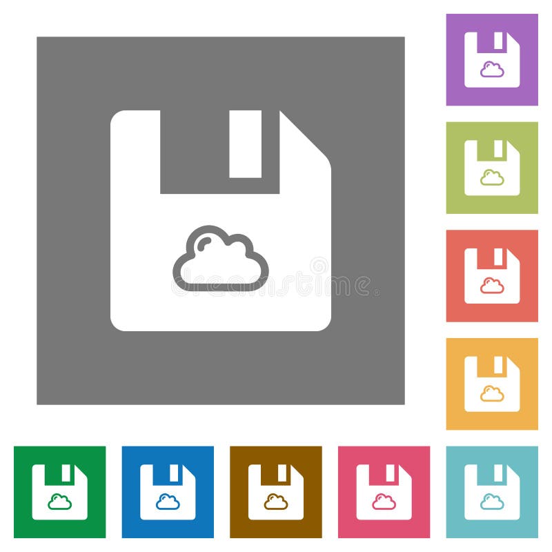 Cloud File Square Flat Icons Stock Vector - Illustration of plain ...