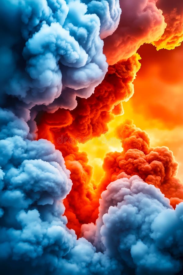 A Cloud Filled with Orange and Blue Clouds Stock Illustration ...