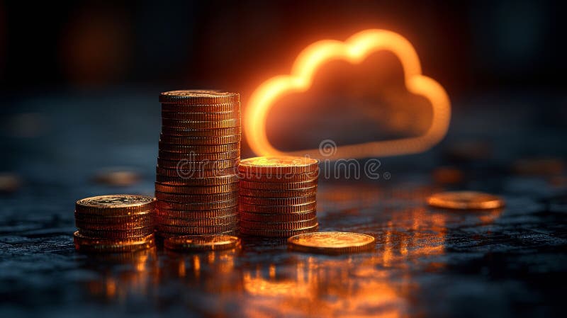 Cloud Financial Management Concept with Stacks of Coins Generative AI ...