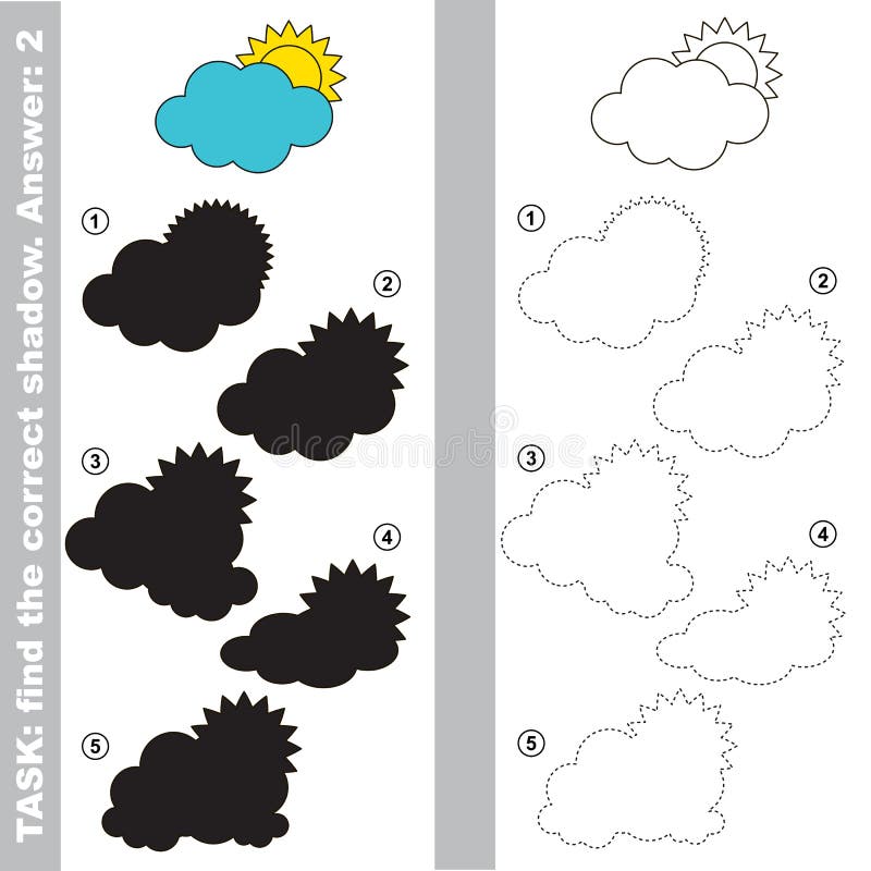 Cloud. Find True Correct Shadow. Stock Vector - Illustration of ...