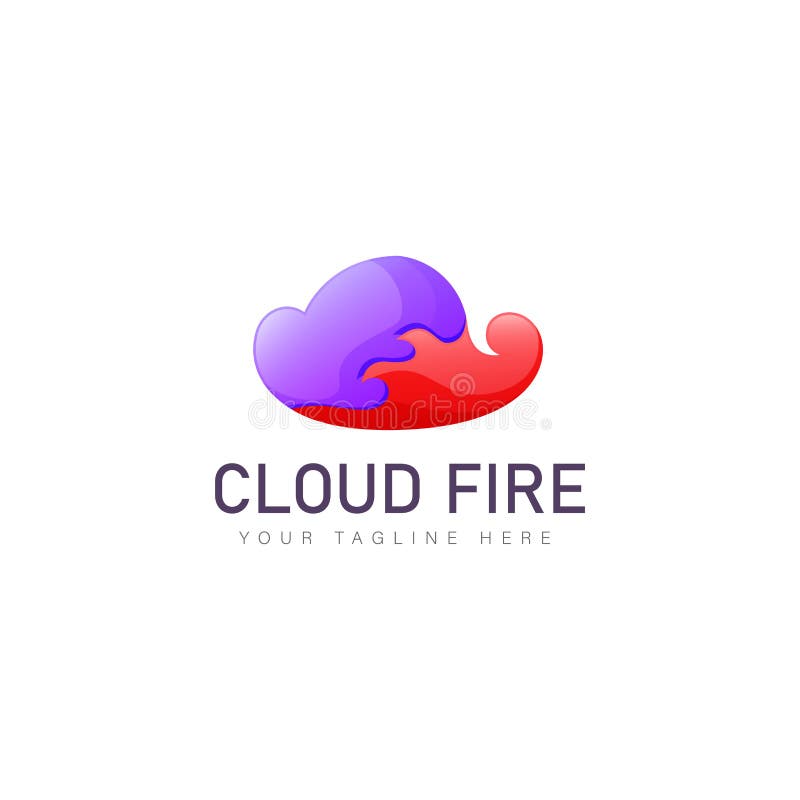 Cloud with Fire Logo Design Icon Illustration Stock Vector - Illustration of isolated, logo ...