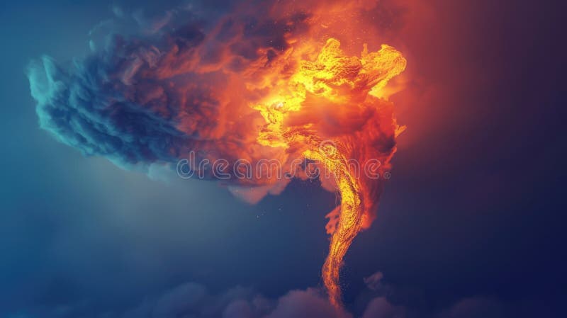 Cloud of fire in sky stock photo. Image of disaster - 375552666