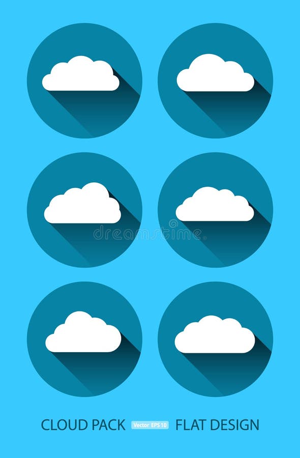 Cloud Flat Design Icon Set with Shadows Stock Vector - Illustration of ...