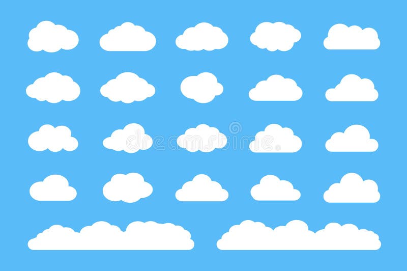 Cloud Flat Vector. Abstract White Cloudy Set. Simple Cloudy Shapes ...