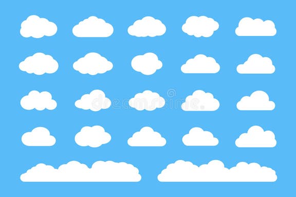 Cloud Flat Vector. Abstract White Cloudy Set. Simple Cloudy Shapes ...