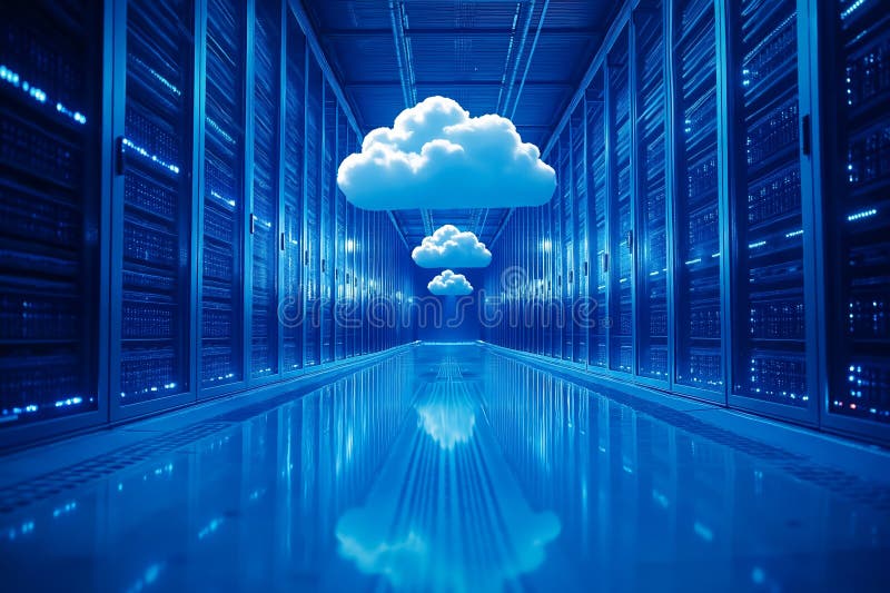 A Cloud is Floating Above a Server Room in a Data Center Stock Image ...