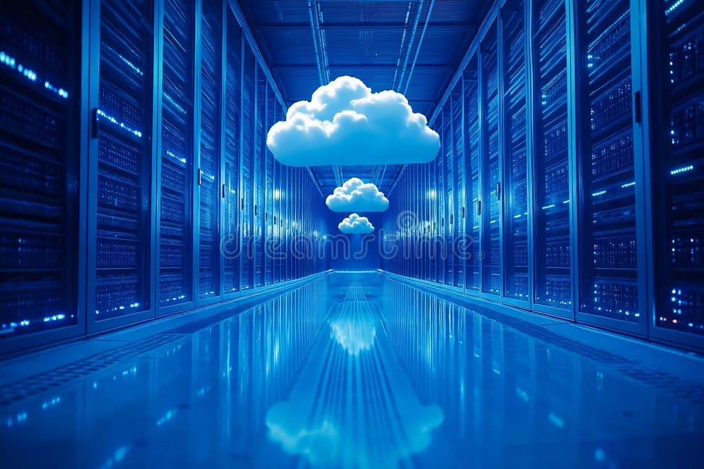 A Cloud is Floating Above a Server Room in a Data Center Stock Image ...