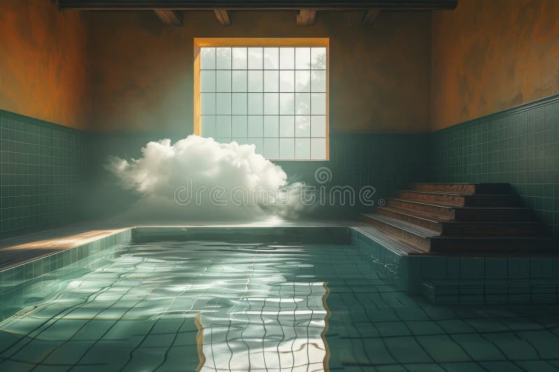 A Cloud is Floating Above a Swimming Pool Stock Image - Image of water ...