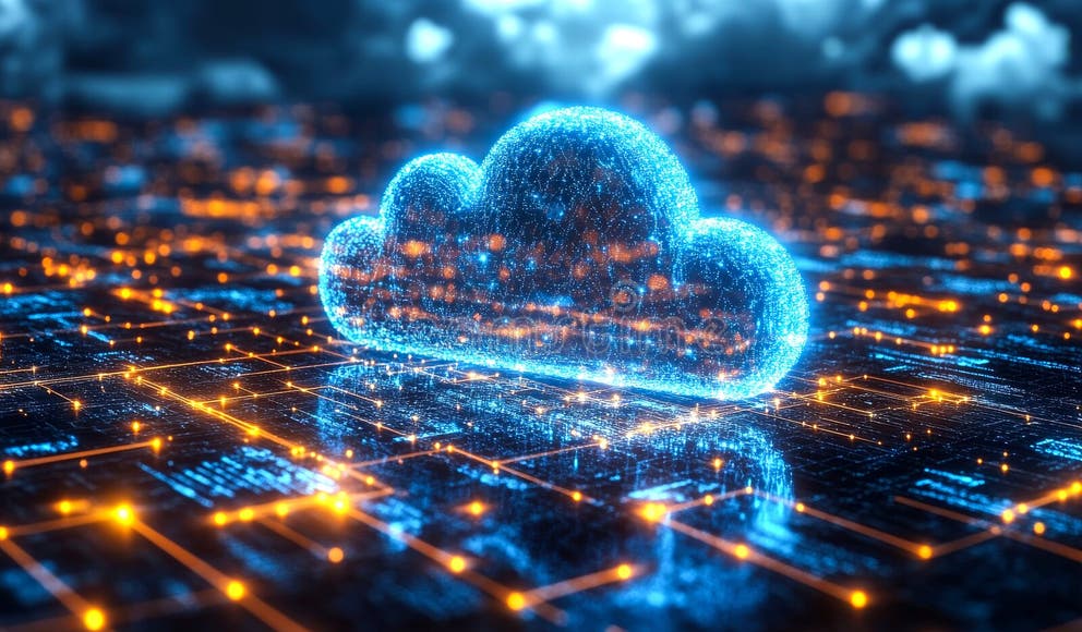 A Cloud is Floating on a Computer Chip Stock Photo - Image of icon ...