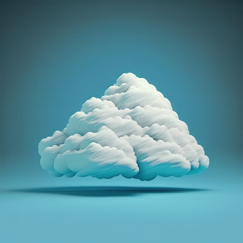 Cloud Floating Over Isolated Light Blue Background. Three Dimensional ...
