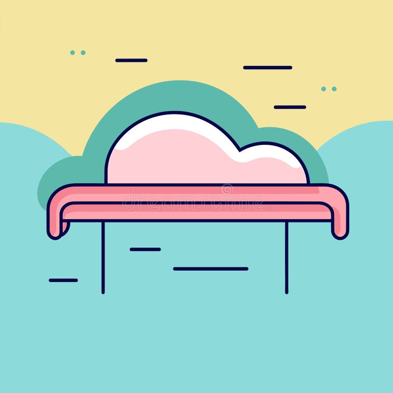 Vector of a Cloud Floating on Top of a Shelf in a Flat and Minimalist ...