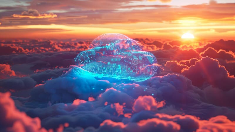 Cloud Floats among Real Clouds during a Vibrant Sunset. Concept Cloud ...
