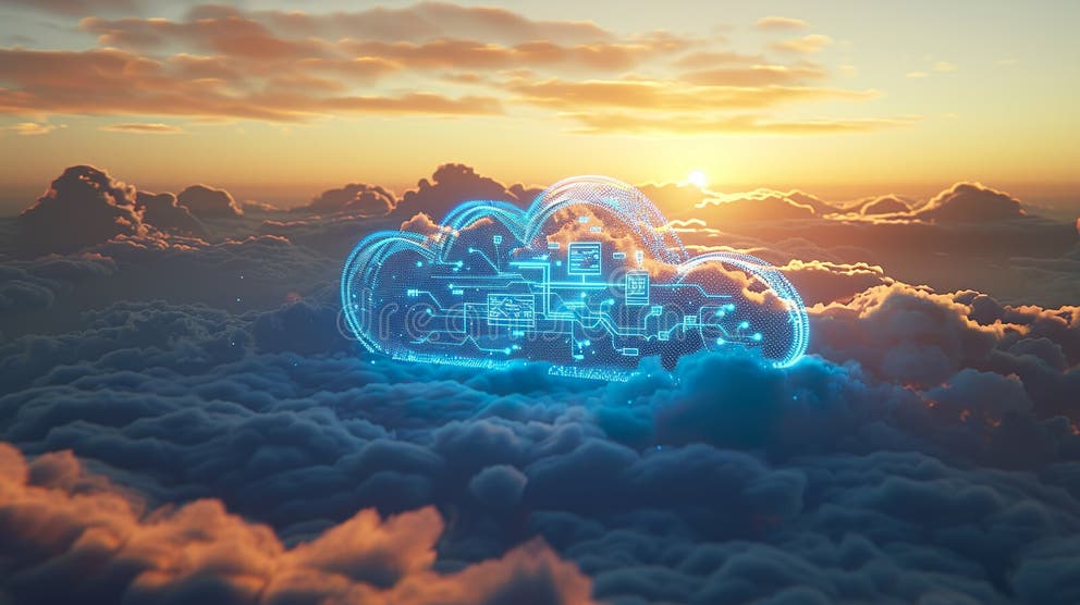 Cloud Floats among Real Clouds during a Vibrant Sunset. Concept Cloud ...