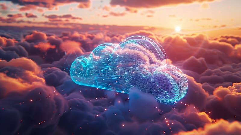 Cloud Floats among Real Clouds during a Vibrant Sunset. Concept Cloud ...