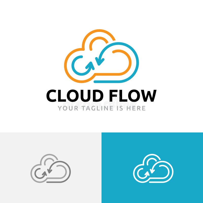 Cloud Flow Arrow Internet Data Technology Line Logo Stock Vector ...