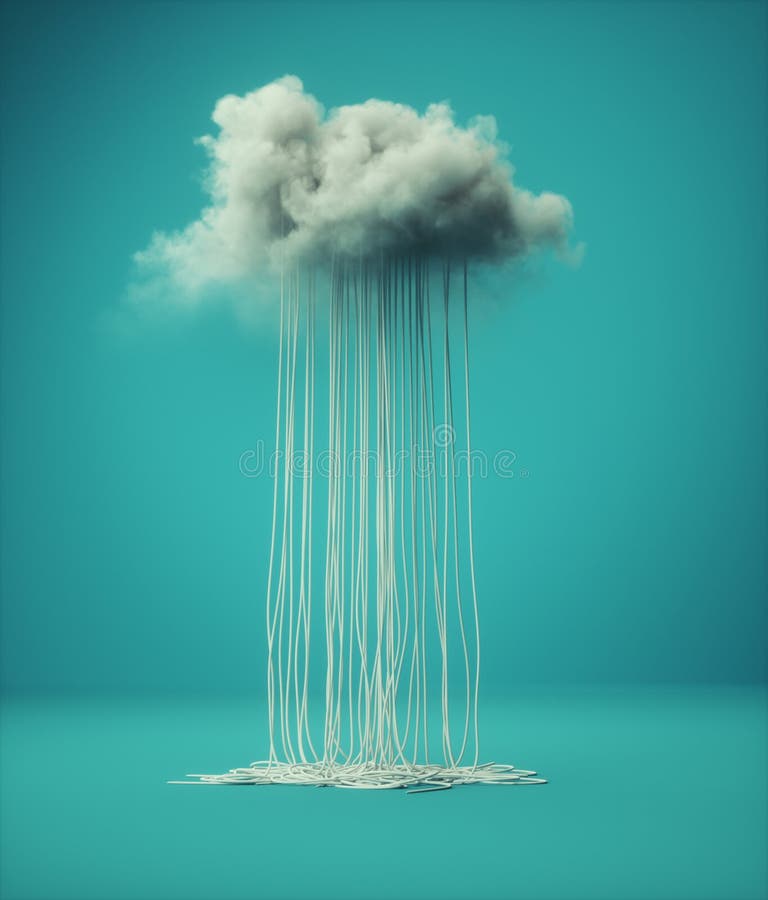 Cloud with Flowing Wires. Hidden Connections and Relationships Concept ...