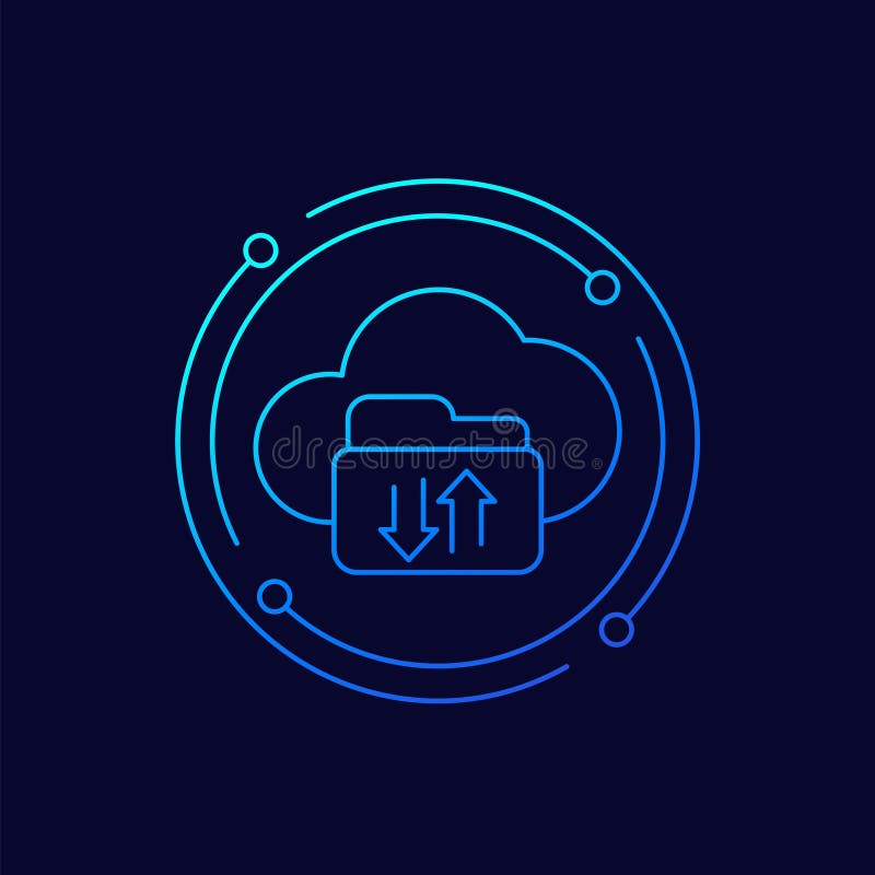 Cloud Folder Icon, Linear Design Stock Vector - Illustration of thin ...
