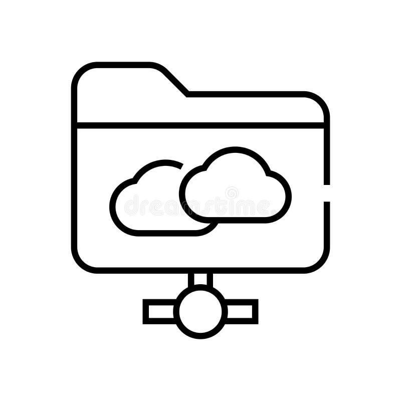 Cloud Folder Line Icon, Concept Sign, Outline Vector Illustration ...