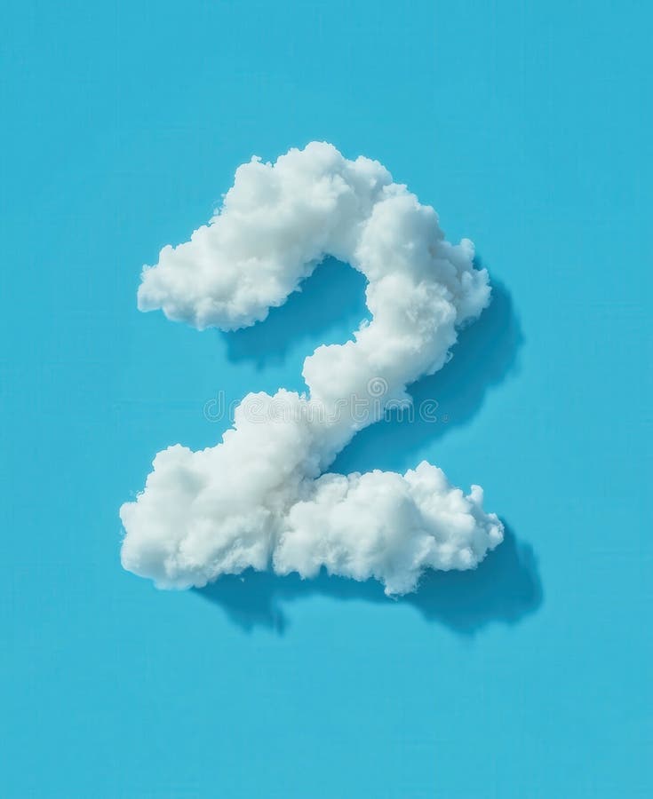 Cloud Shaped Like the Number Two Floating in a Bright Blue Sky with ...
