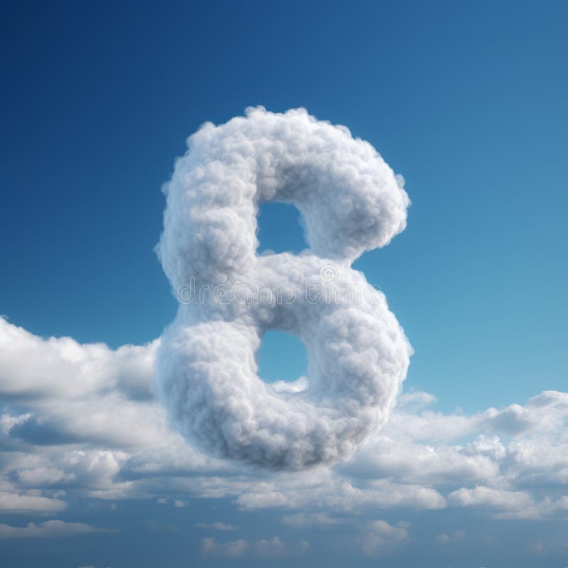 Hyper-realistic Cloudcore: Vibrant Blue Sky with Fluffy Number Six ...